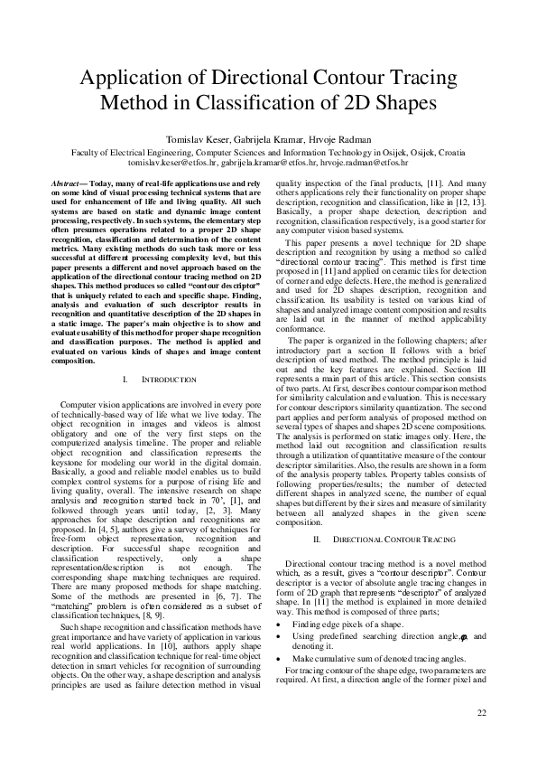 (PDF) Application of Directional Contour Tracing Method in Classification of 2 D Shapes