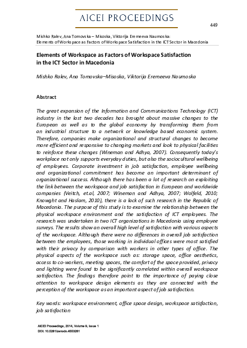 (PDF) Elements of Workspace as Factors of Workspace Satisfaction in the ...
