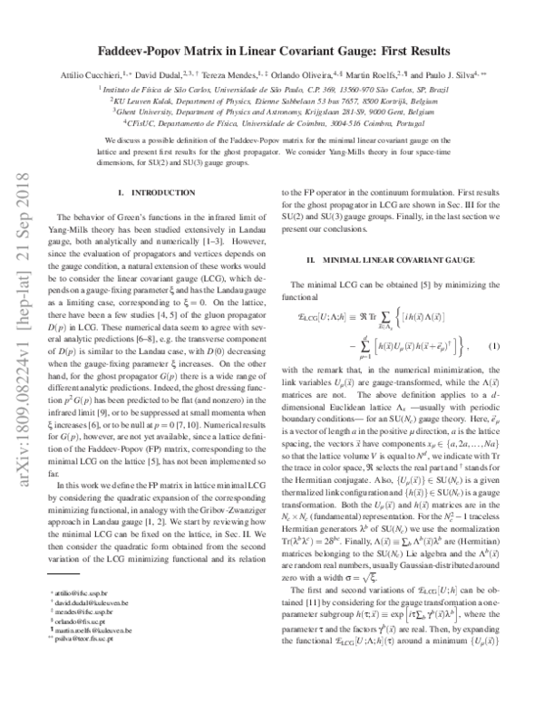 (PDF) Faddeev-Popov matrix in linear covariant gauge: First results