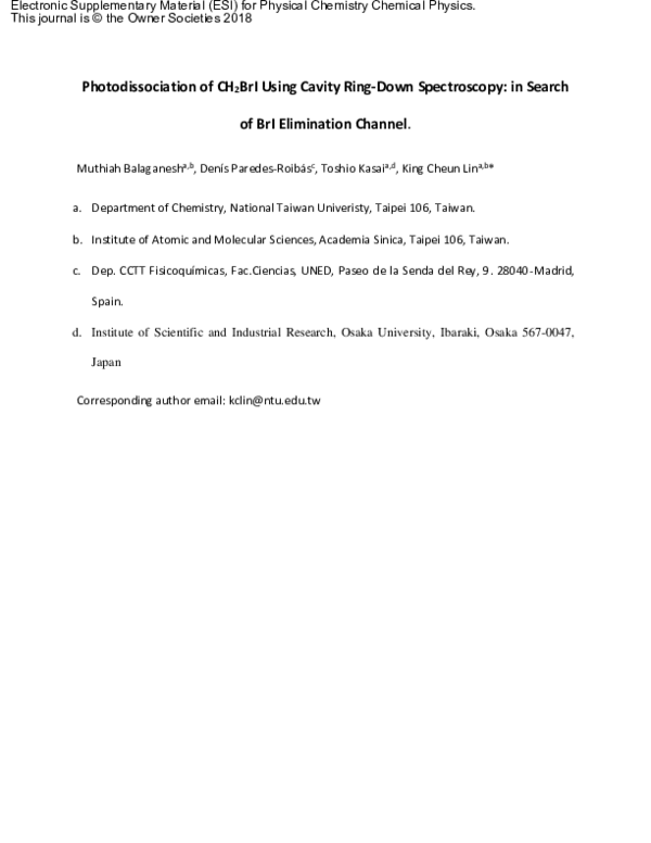 (PDF) Photodissociation of CH2BrI using cavity ring-down spectroscopy ...