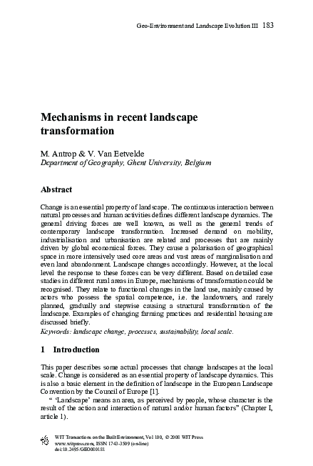 (PDF) Mechanisms in recent landscape transformation