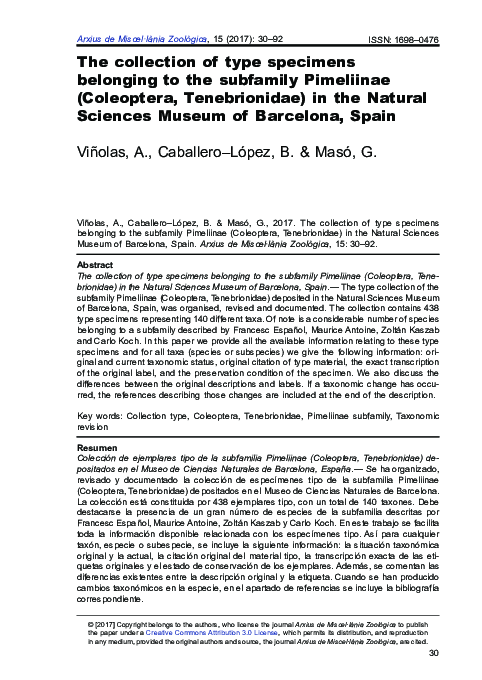(PDF) The collection of type specimens belonging to the subfamily ...