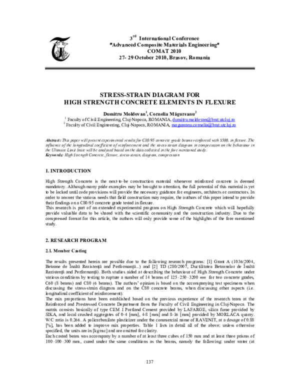 (PDF) Stress-Strain Diagram for High Strength Concrete Elements