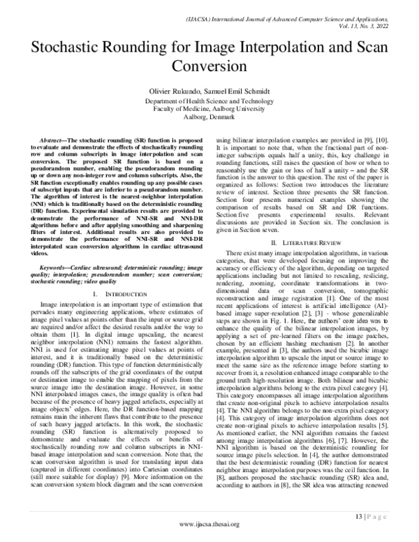 Pdf Stochastic Rounding For Image Interpolation And Scan Conversion
