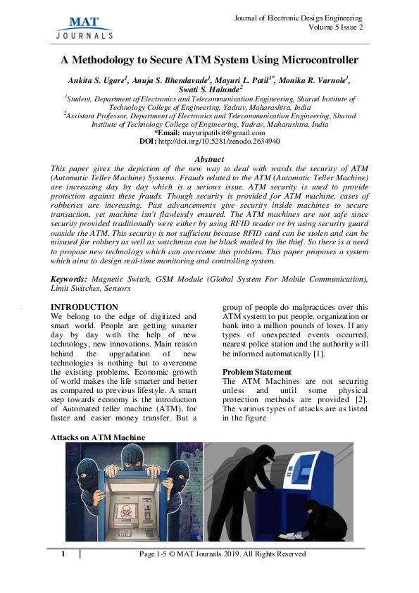(PDF) A Methodology to Secure ATM System Using Microcontroller