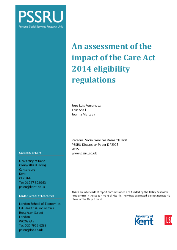 (PDF) An assessment of the impact of the Care Act 2014 eligibility ...