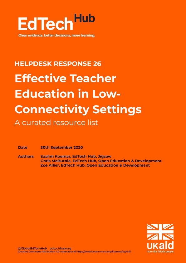 (PDF) HDR21 Effective Teacher Education in Low-connectivity Settings: A ...
