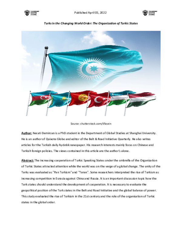 (PDF) Turks in the Changing World Order: The Organization of Turkic States (PDF) Turks in the Changing World Order: The Organization of Turkic States