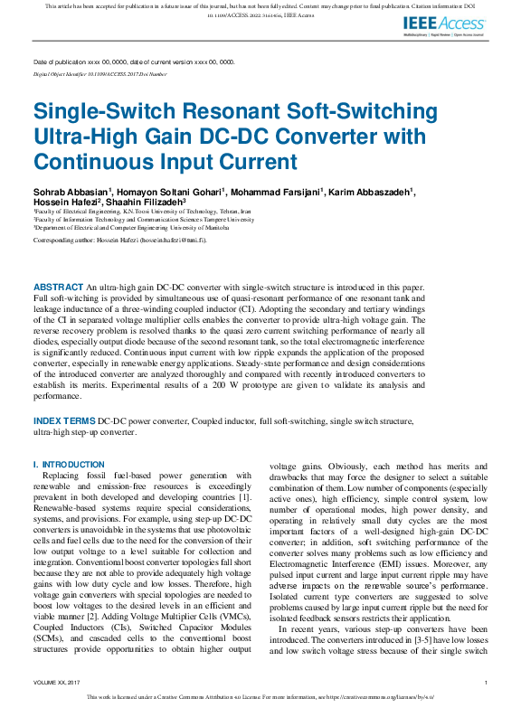 (PDF) Single-Switch Resonant Soft-Switching Ultra-High Gain DC-DC Converter with Continuous ...