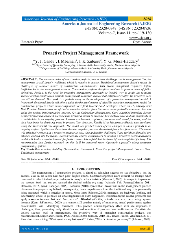 (PDF) Proactive Project Management Framework