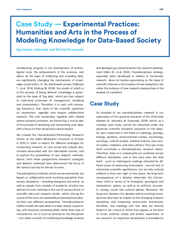 (PDF) Case Study -Experimental Practices: Humanities and Arts in the ...