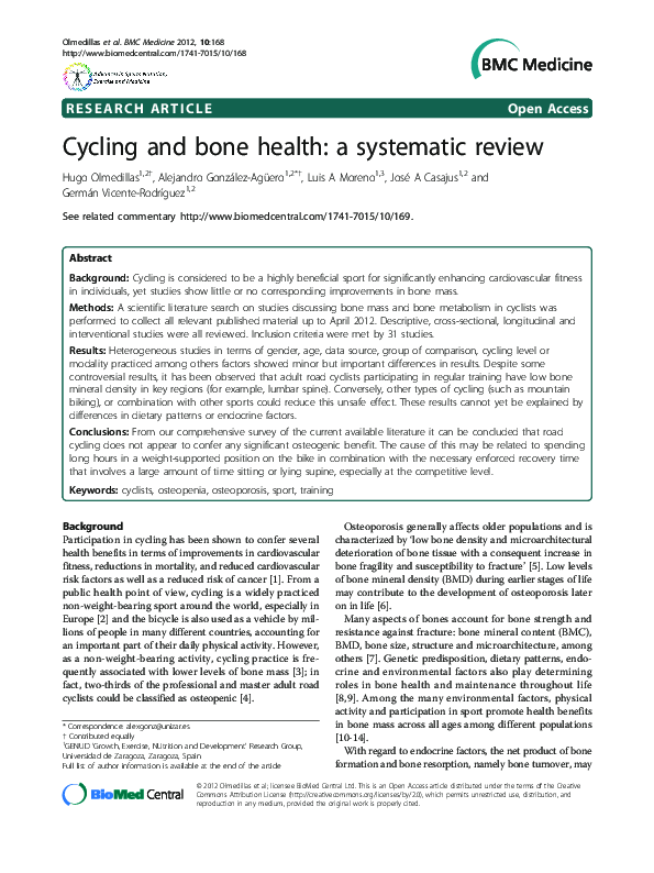 (PDF) Cycling and bone health: a systematic review