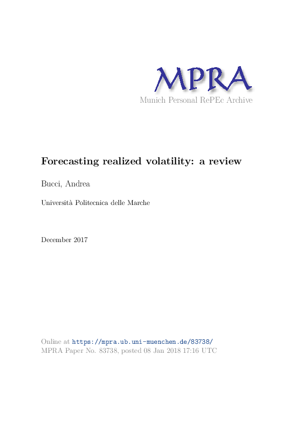 (PDF) Forecasting realized volatility: a review