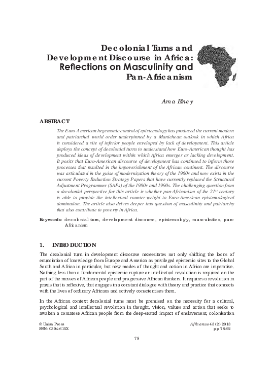 (PDF) Decolonial Turns and Development Discourse in Africa: Reflections ...