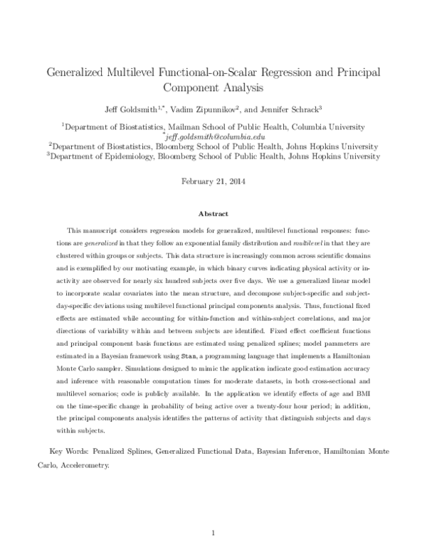 Pdf Generalized Multilevel Functional On Scalar Regression And