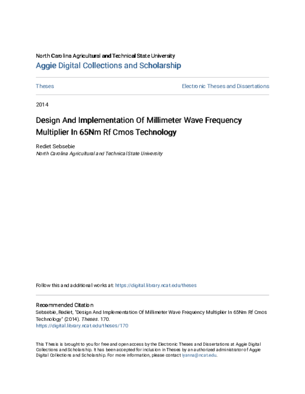 (PDF) Design And Implementation Of Millimeter Wave Frequency Multiplier In 65Nm Rf Cmos Technology