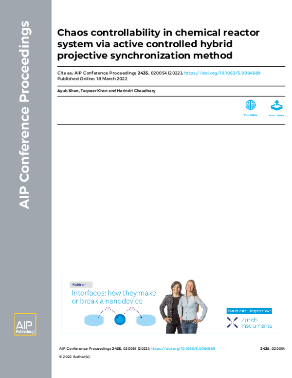 (PDF) Controlling Chaos in Chemical Reactors via HPS