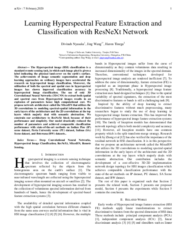 (PDF) Learning Hyperspectral Feature Extraction and Classification with ResNeXt Network