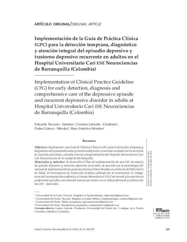 (PDF) Implementation of Clinical Practice Guideline (CPG) for early detection, diagnosis and ...