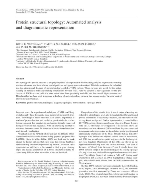 Pdf Protein Structural Topology Automated Analysis And Diagrammatic Representation Tj 