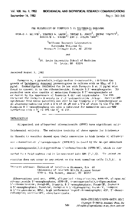 (PDF) The metabolism of formycin B in | Thomas Spector - Academia.edu