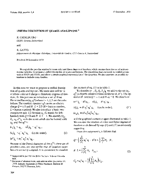 (PDF) Unified description of quarks and leptons