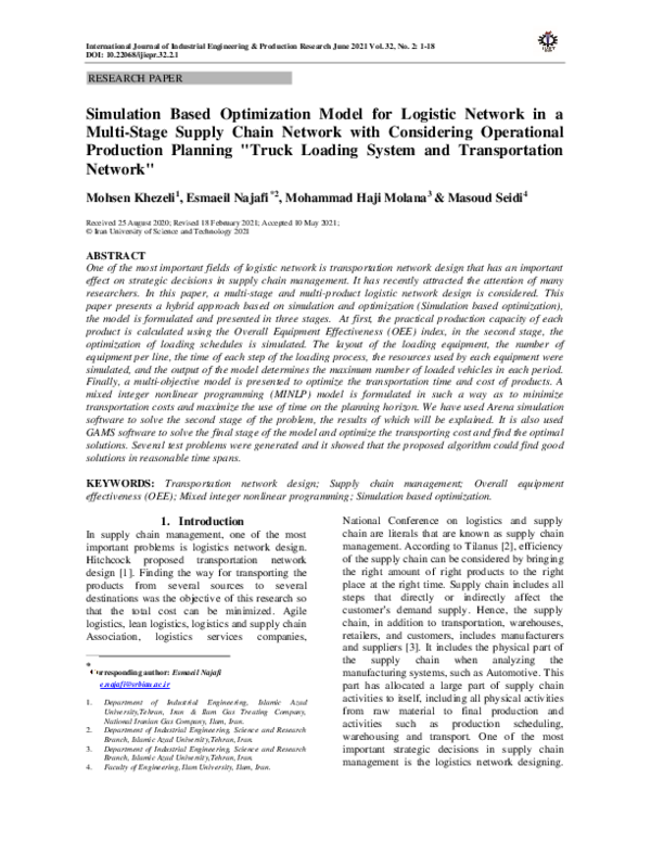 (PDF) Simulation based optimization model for logistic network in a multi-stage supply chain ...
