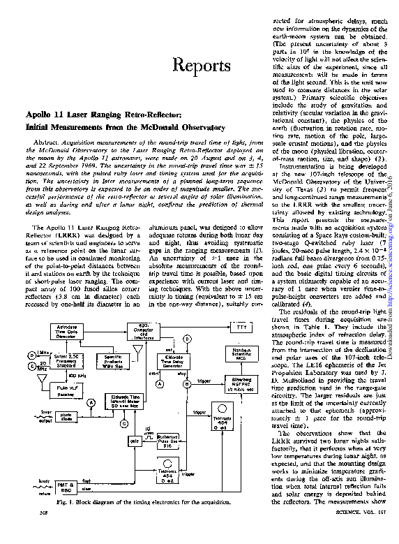 (PDF) Apollo 11 Laser Ranging Retro-Reflector: Initial Measurements ...