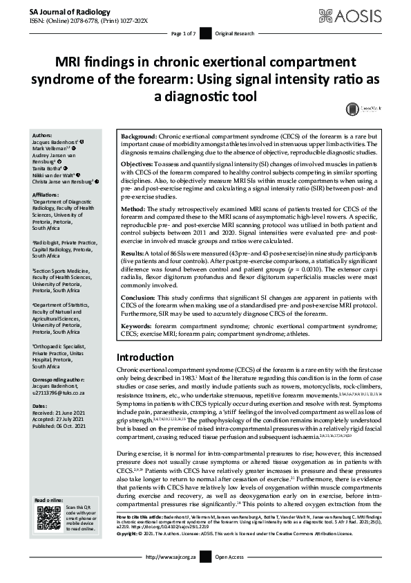 (PDF) MRI findings in chronic exertional compartment syndrome of the ...