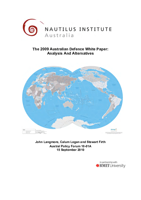(PDF) The 2009 Australian Defence White Paper: Analysis And Alternatives