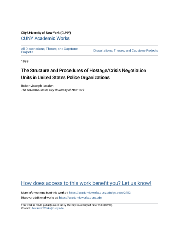 (PDF) The structure and procedures of hostage/crisis negotiation units ...