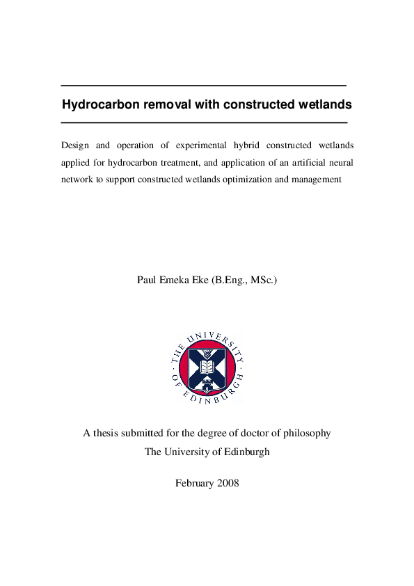 (PDF) Hydrocarbon removal with constructed wetlands