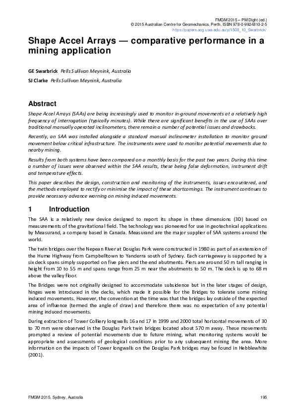 (PDF) Shape Accel Arrays — comparative performance in a mining application
