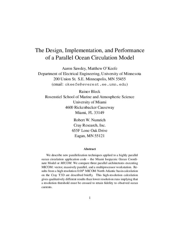 (PDF) The Design , Implementation , and Performance of a Parallel Ocean ...