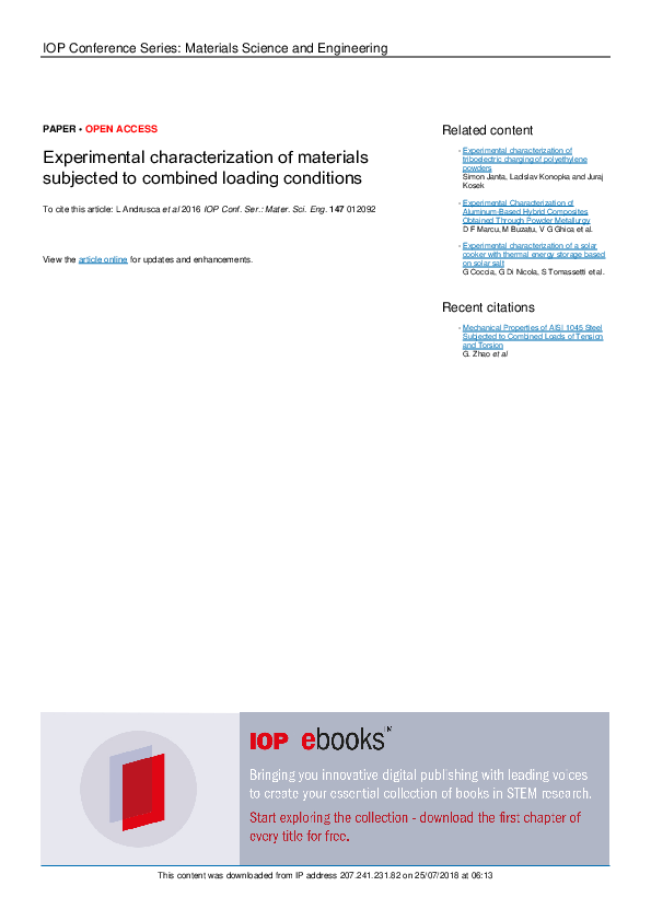 (PDF) Experimental characterization of materials subjected to combined ...