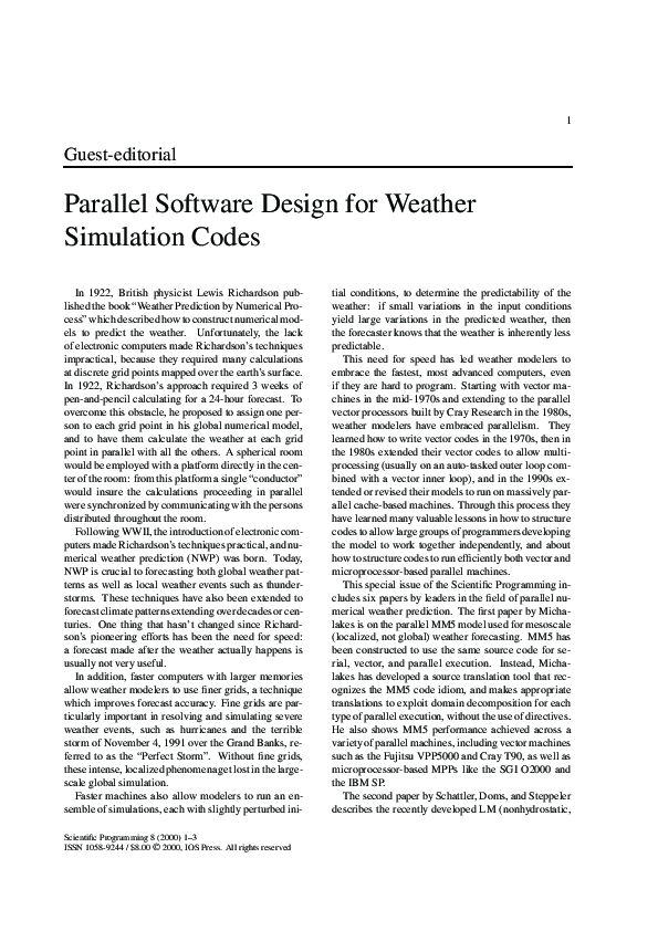 (PDF) Parallel Software Design for Weather Simulation Codes