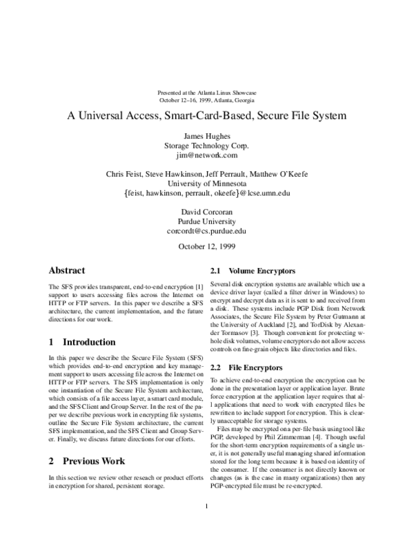 (PDF) A universal access, smart-card-based, secure file system