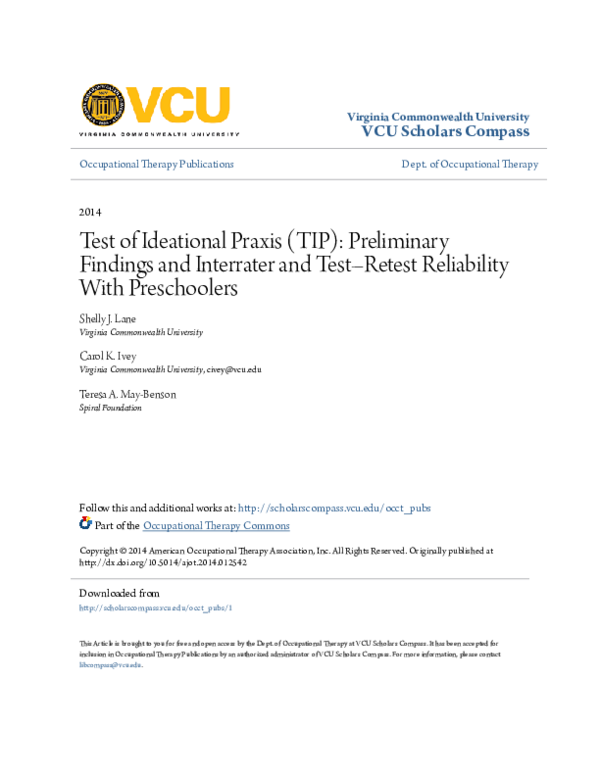 (PDF) Test of Ideational Praxis (TIP): Preliminary Findings and ...