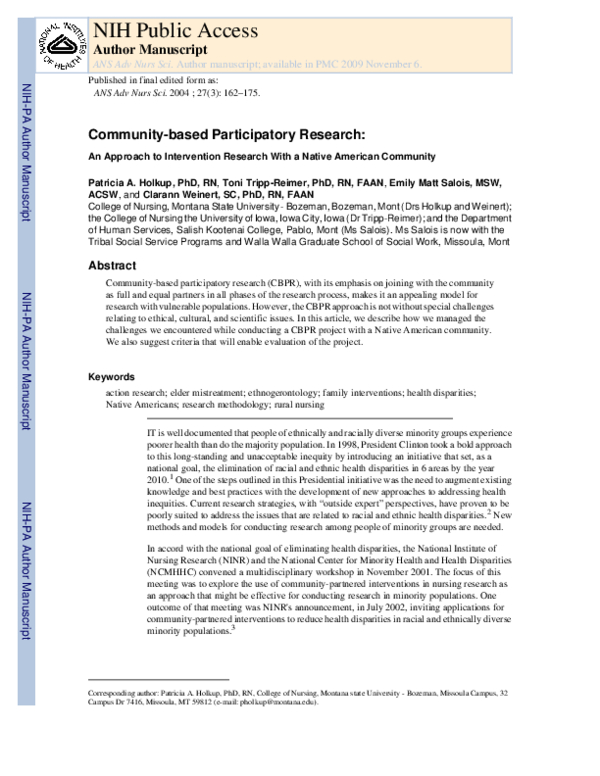 (PDF) Community-based Participatory Research
