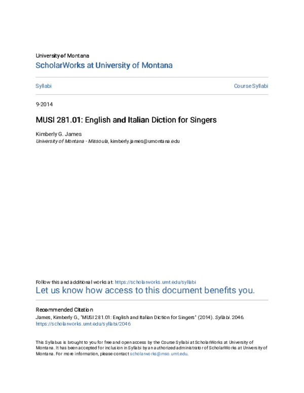 (PDF) MUSI 281.01: English and Italian Diction for Singers