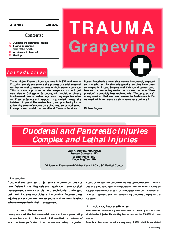 (PDF) Duodenal and Pancreatic Injuries-Complex and Lethal Injuries ...