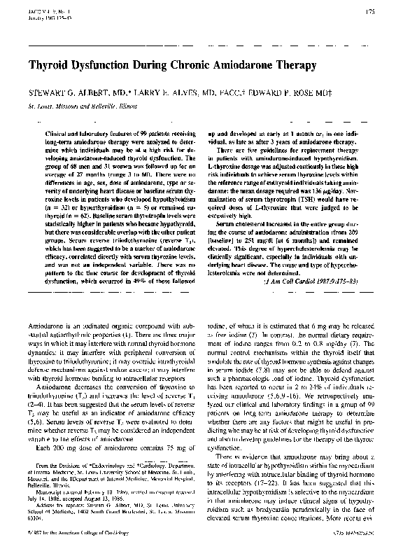 (PDF) Thyroid dysfunction during chronic amiodarone therapy