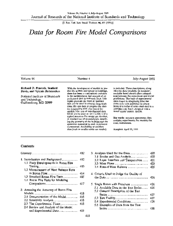 (PDF) Data for room fire model comparisons
