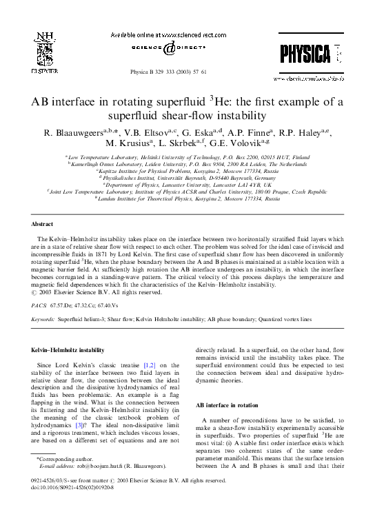 (PDF) AB interface in rotating superfluid : the first example of a ...