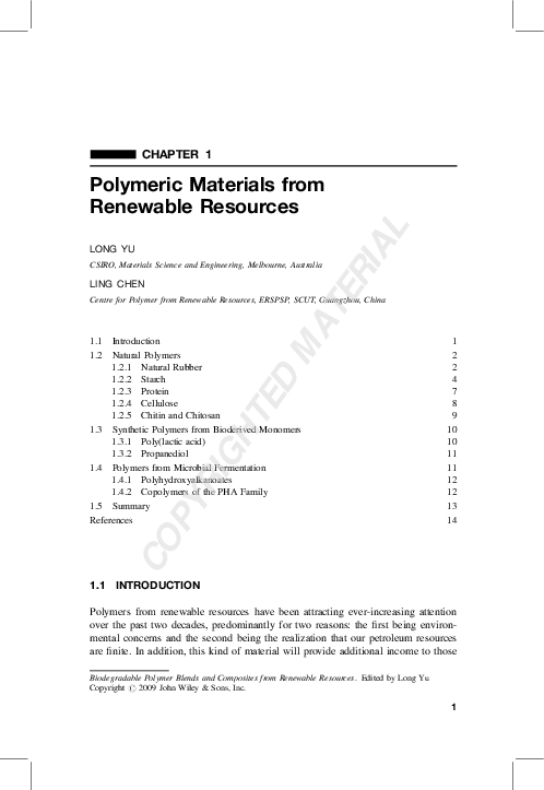 (PDF) Polymeric Materials from Renewable Resources