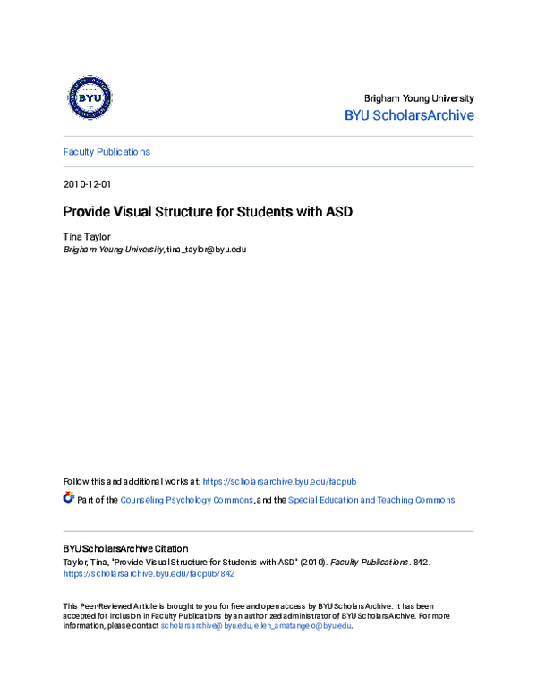 (PDF) Provide Visual Structure for Students with ASD