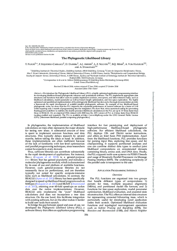 (PDF) The Phylogenetic Likelihood Library