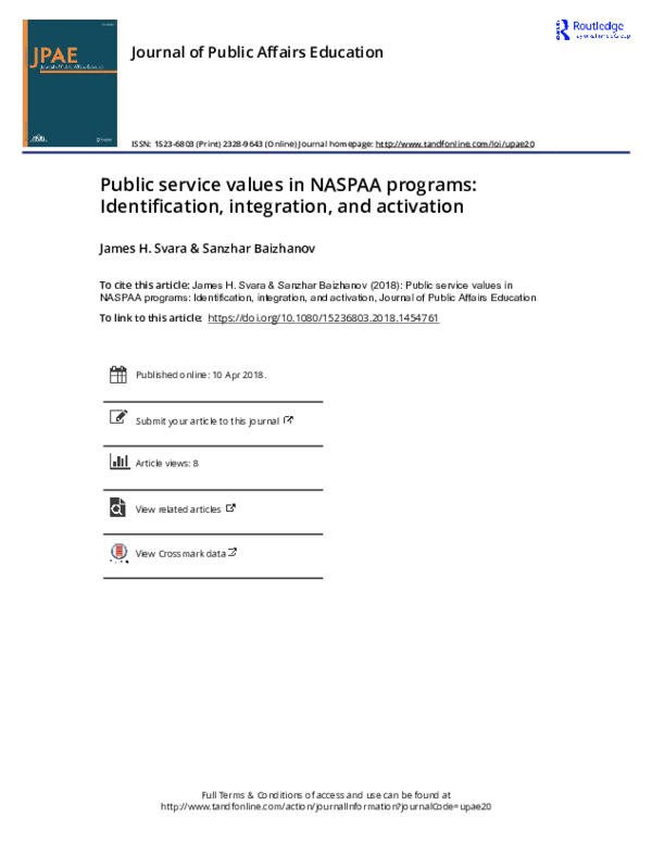 (PDF) Public service values in NASPAA programs: Identification ...