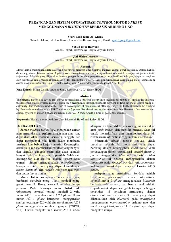 Pdf Perancangan Sistem Otomatisasi Control Motor 3 Phase Menggunakan Bluetooth Berbasis