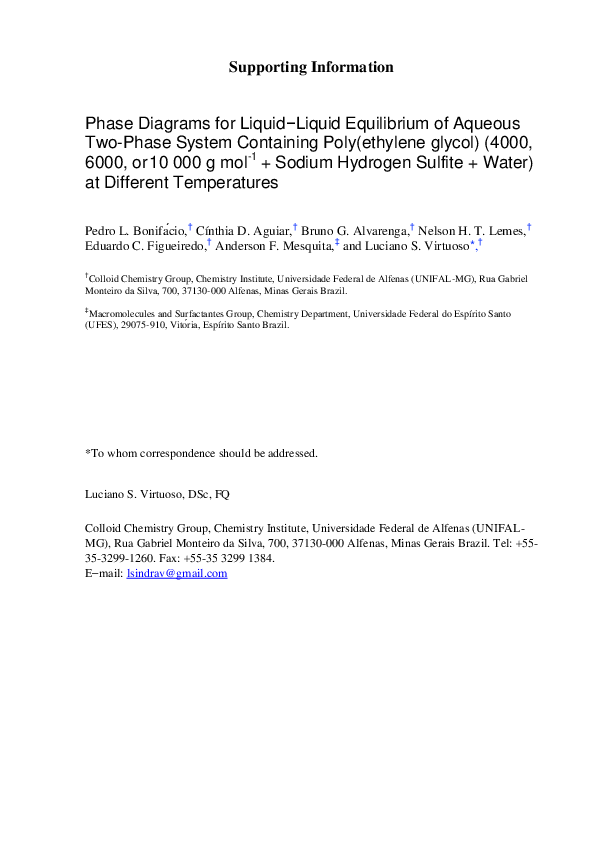 (PDF) Phase Diagrams for Liquid–Liquid Equilibrium of Aqueous Two-Phase System Containing Poly ...
